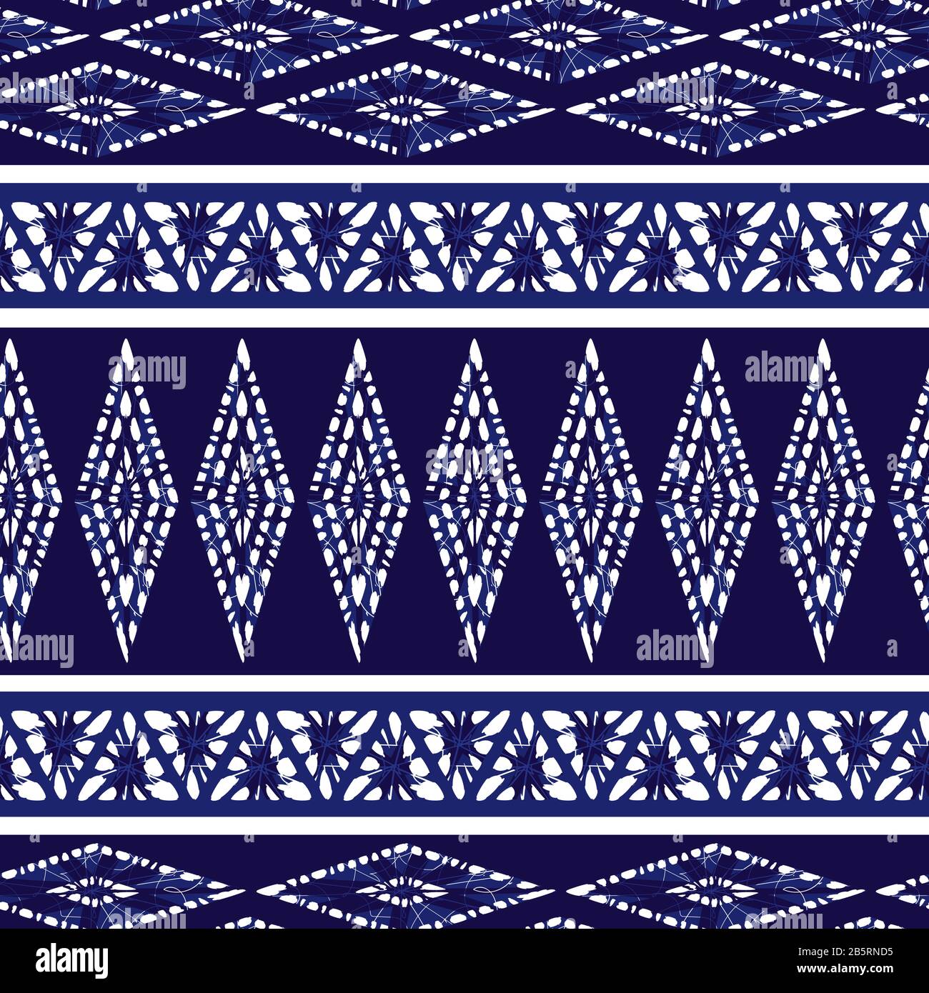 Vector blue shibori diamond and triangle stripes abstract seamless ...