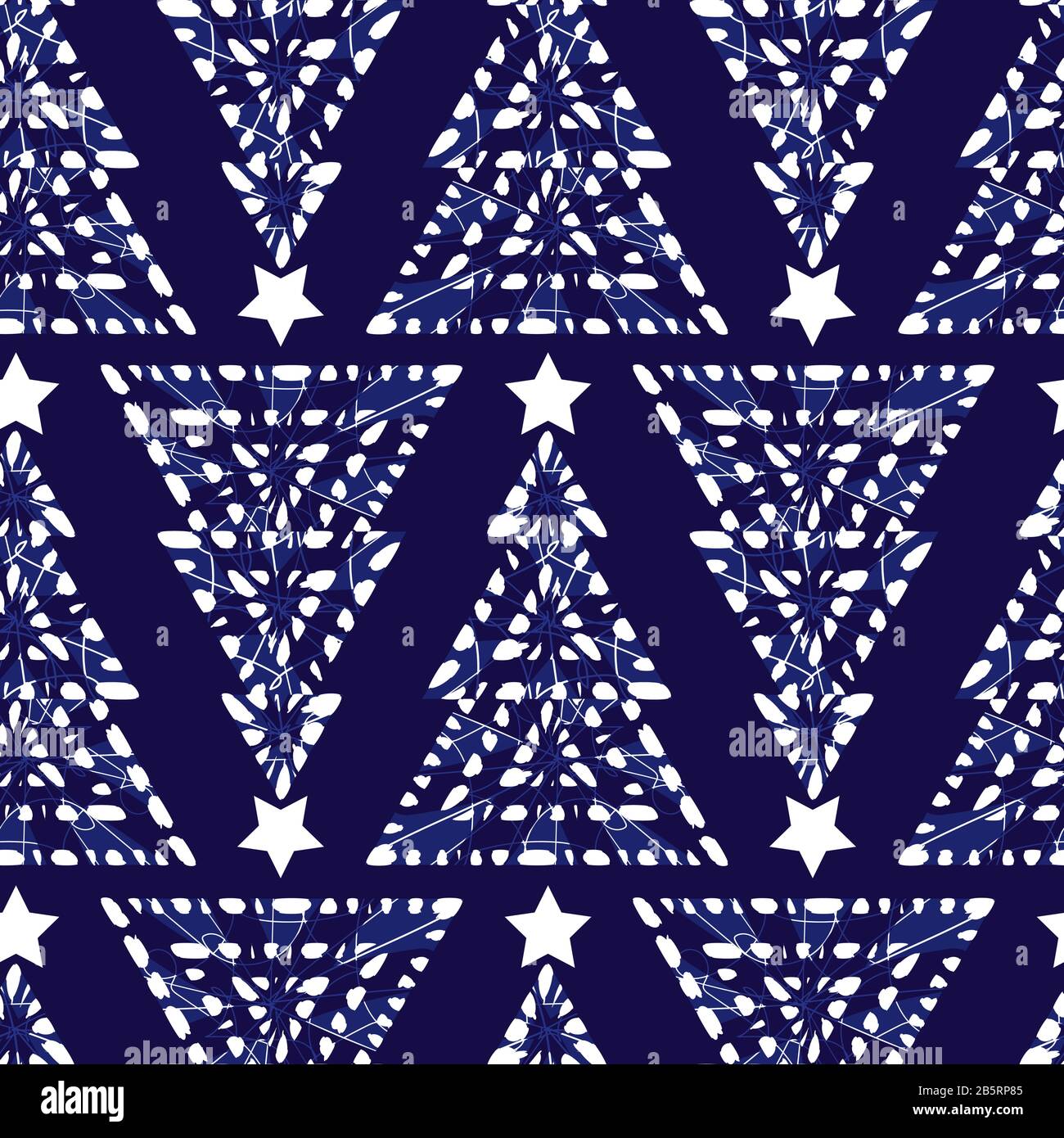 Vector blue monochrome glittering Christmas trees repeat pattern ...