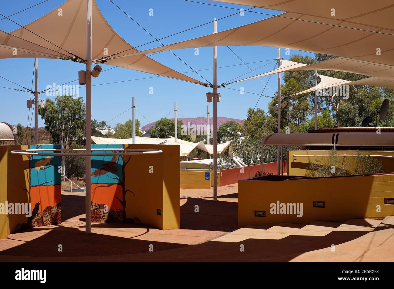 Uluru seen from the Wintjiri Arts & Museum Cultural Centre, Sails in ...