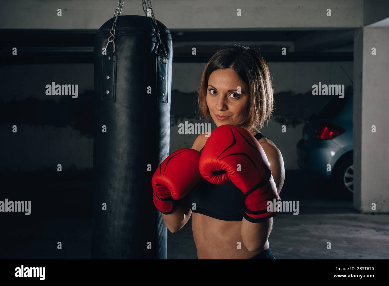 One Young Woman Angry Boxing Gloves High Resolution Stock Photography ...