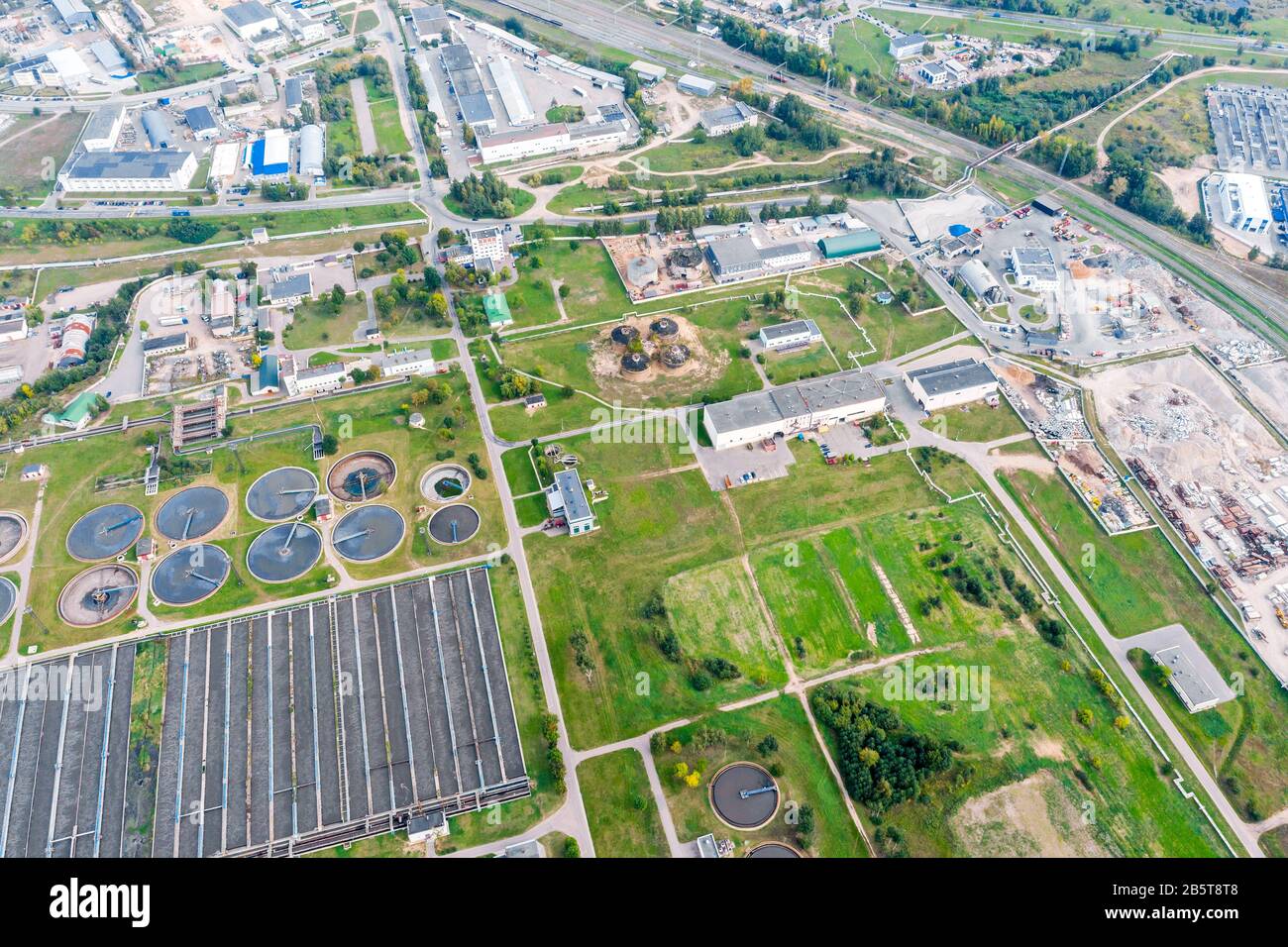 Aerial view sewage treatment plant hi-res stock photography and images ...