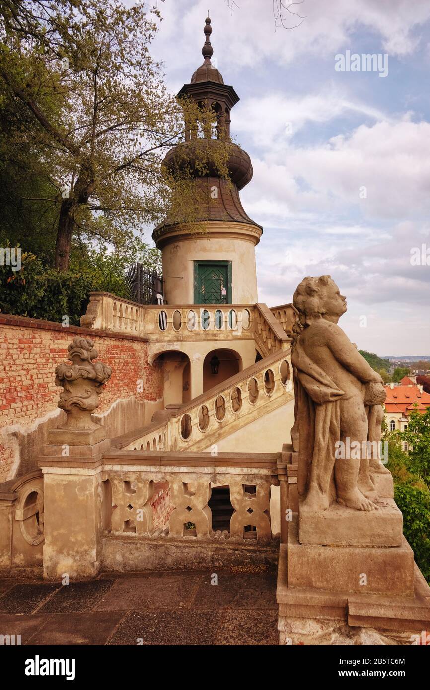 Palace Gardens under Prague Castle with zig zag terrace with round ...