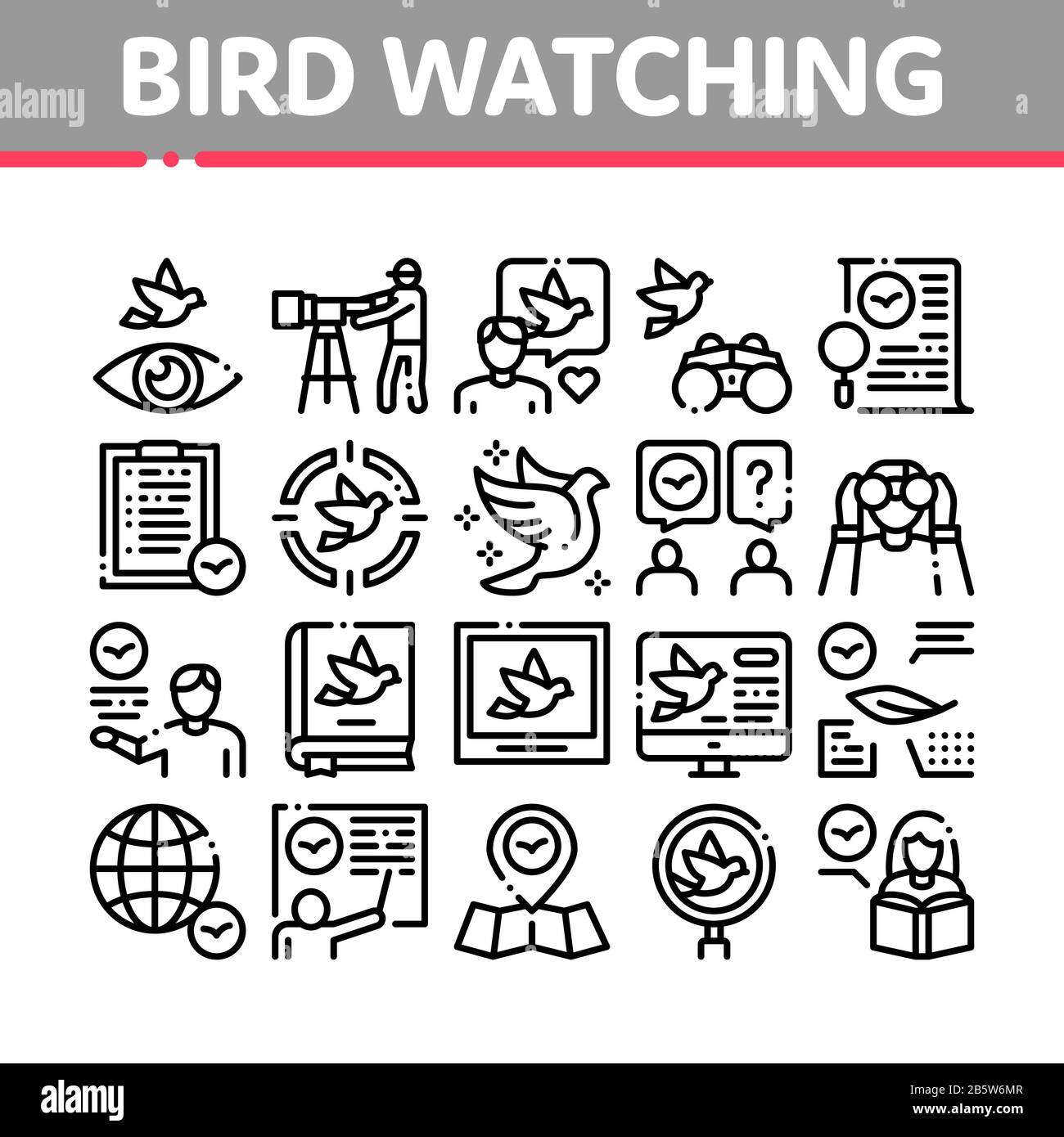 Bird Watching Tourism Collection Icons Set Vector Stock Vector Image ...