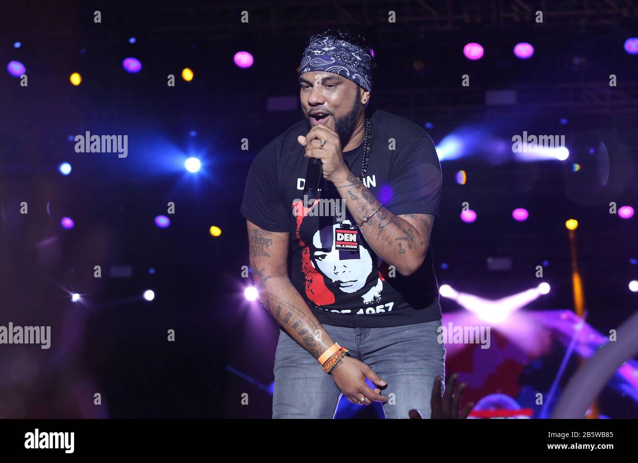 POINTE-A-PIERRE, TRINIDAD - FEB 08: Raymond Ramnarine, lead vocalist ...