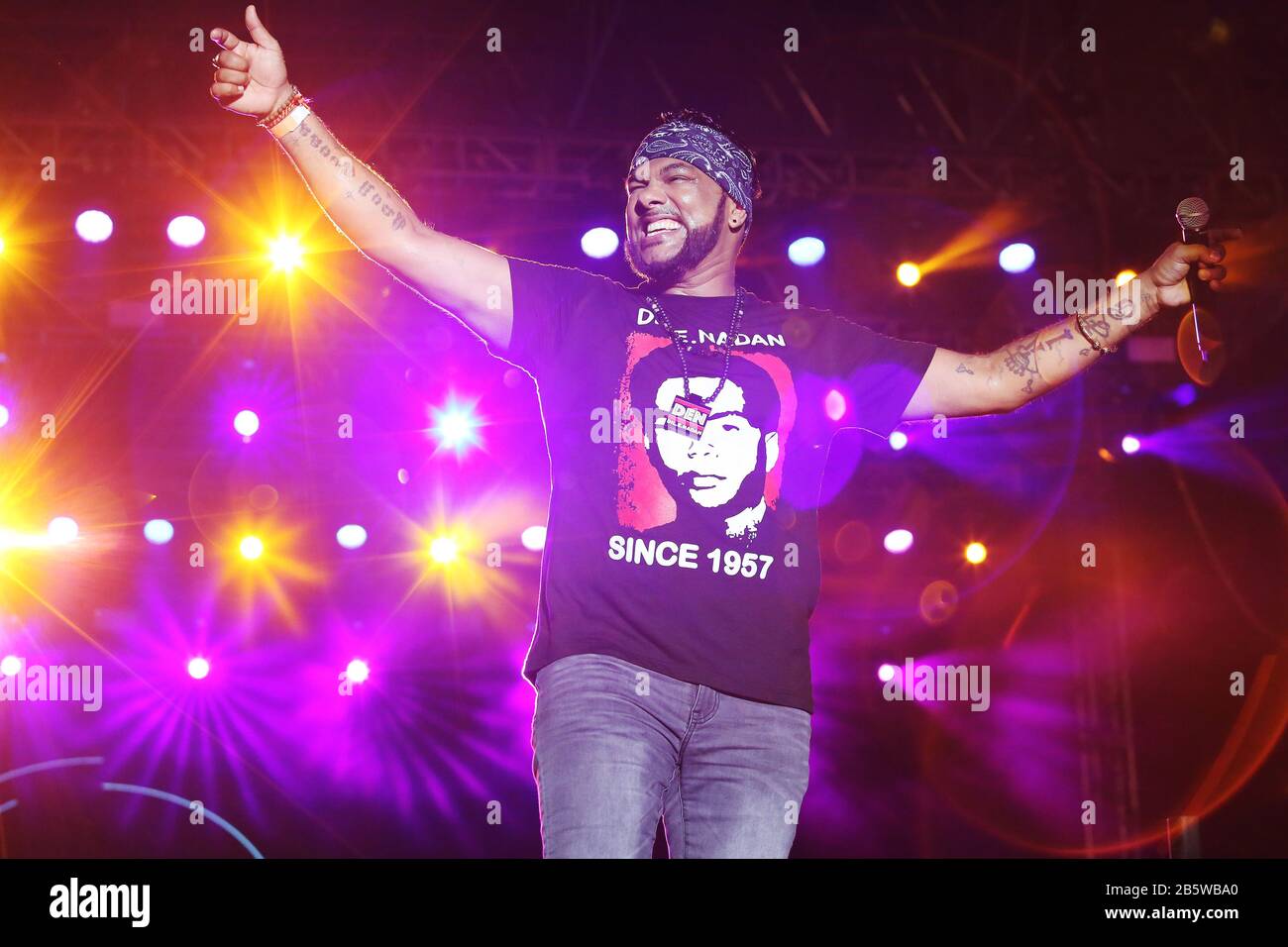POINTE-A-PIERRE, TRINIDAD - FEB 08: Raymond Ramnarine, lead vocalist ...