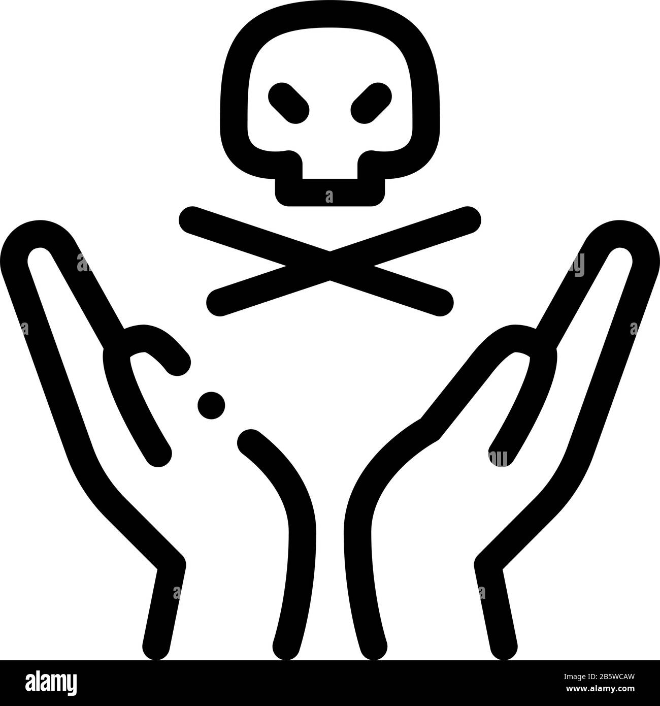 Hands Hold Skull Icon Vector Outline Illustration Stock Vector Image ...