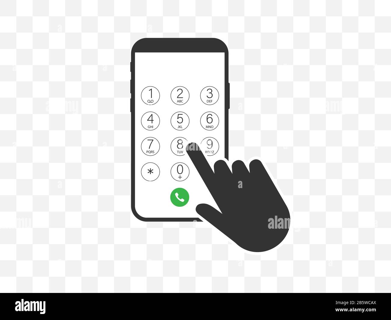 Keypad, smartphone in hand icon. Vector illustration, flat design Stock ...