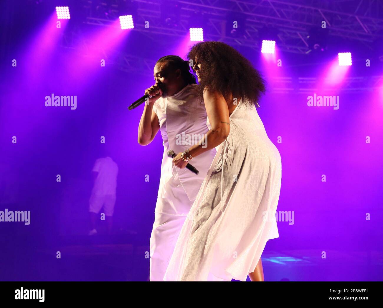 PORT OF SPAIN, TRINIDAD - FEB 17: Machel Montano and Angela Hunte ...