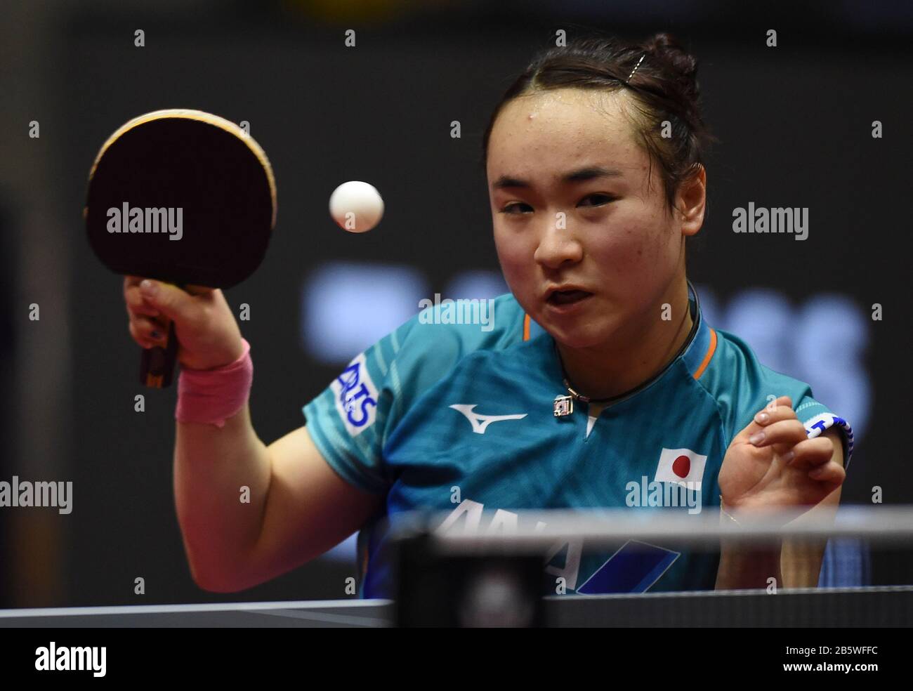 Doha. 8th Mar, 2020. Ito Mima of Japan hits a return during the women's ...