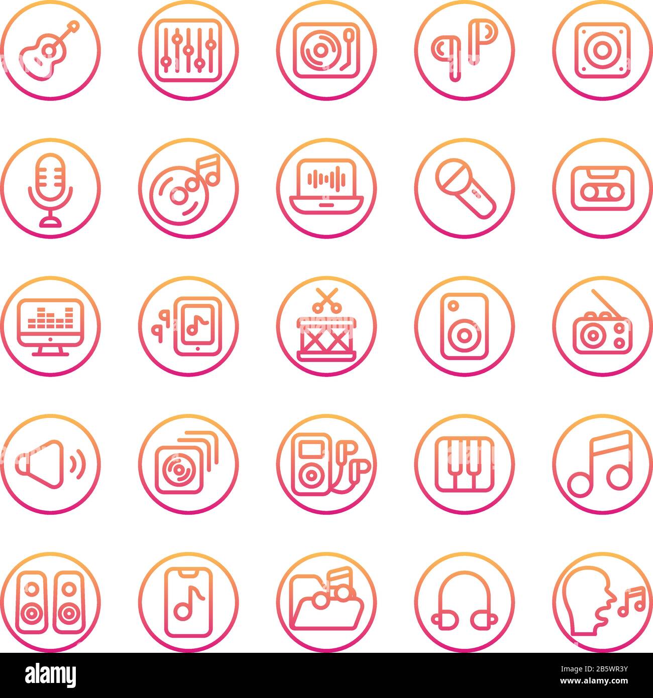 Music and Sound gradient icon set. Vector and Illustration Stock Vector ...