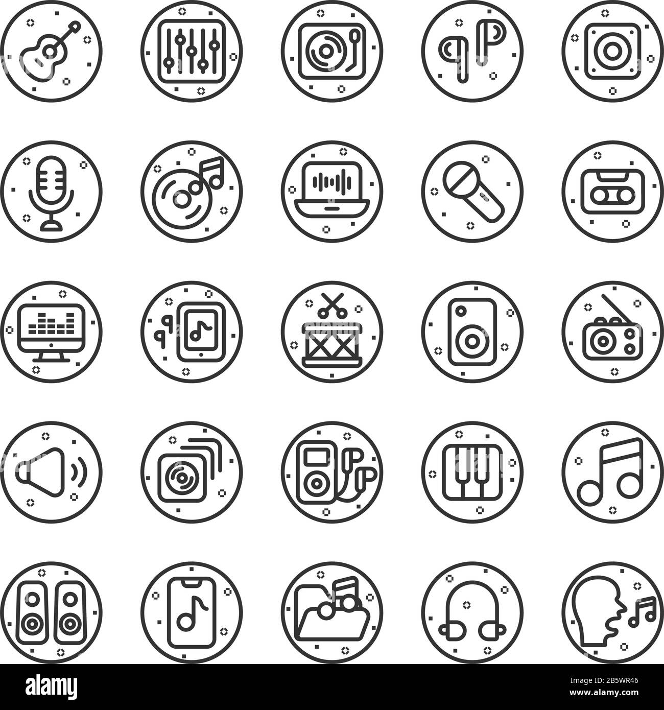 Music and Sound outline icon set. Vector and Illustration Stock Vector ...