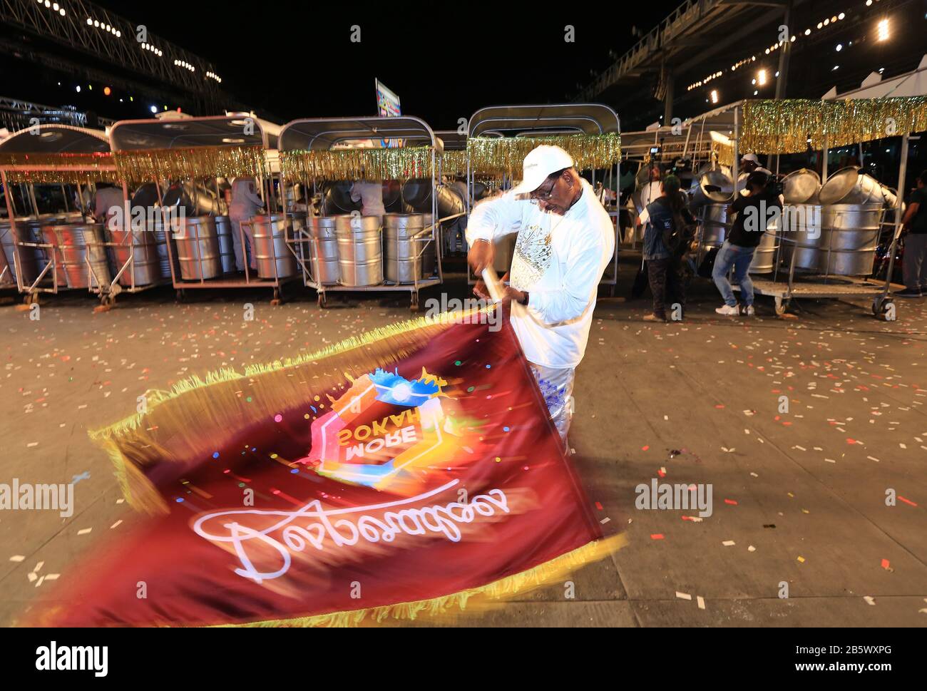 PORT OF SPAIN, TRINIDAD - FEB 22: WITCO Desperadoes Steel Orchestra ...