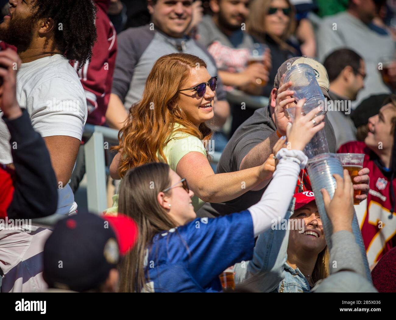 March 8, 2020: DC Defenders fans contribute to the infamous beer snake ...
