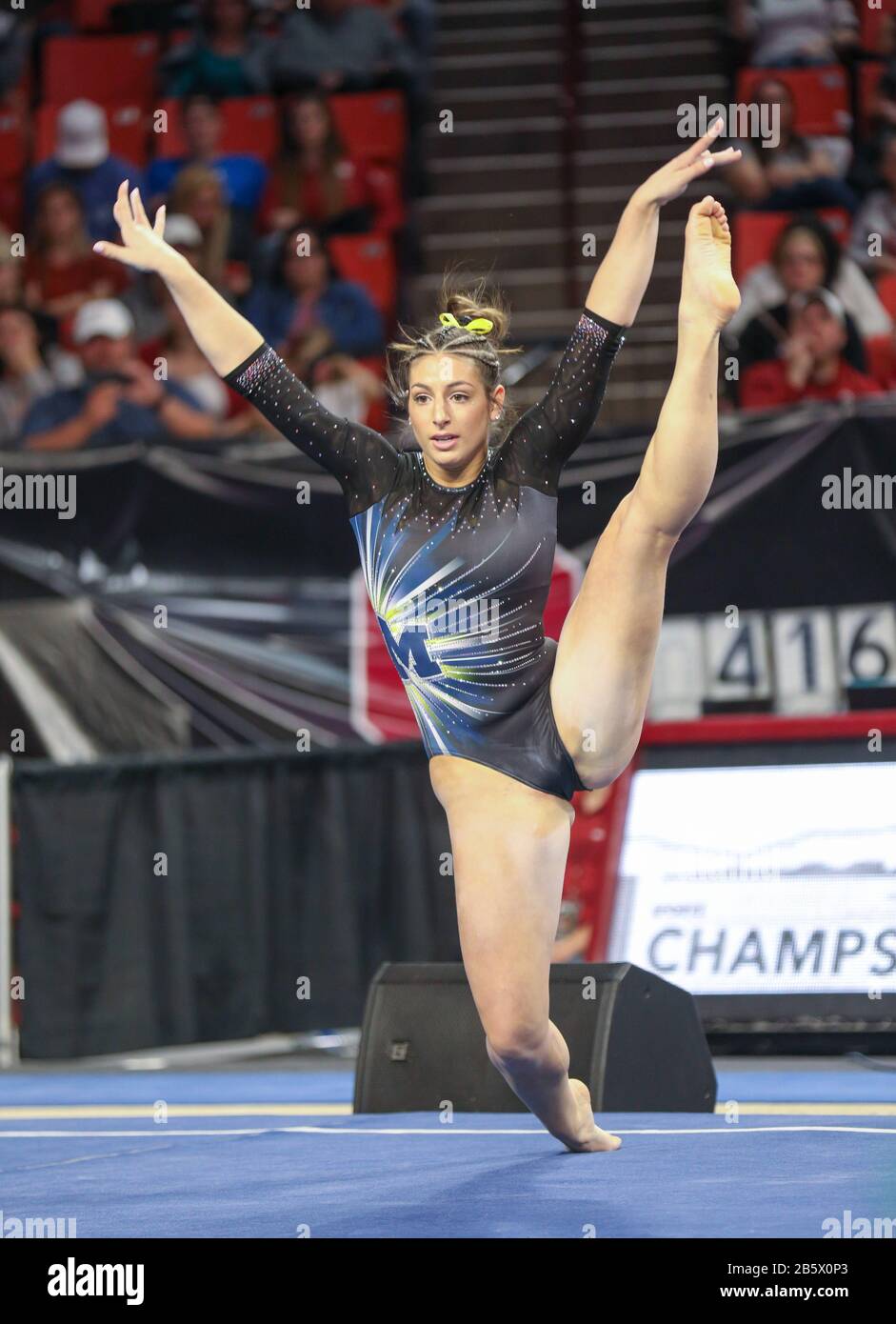 Norman, OK, USA. 6th Mar, 2020. Michigan's Nicoletta Koulos performs on ...