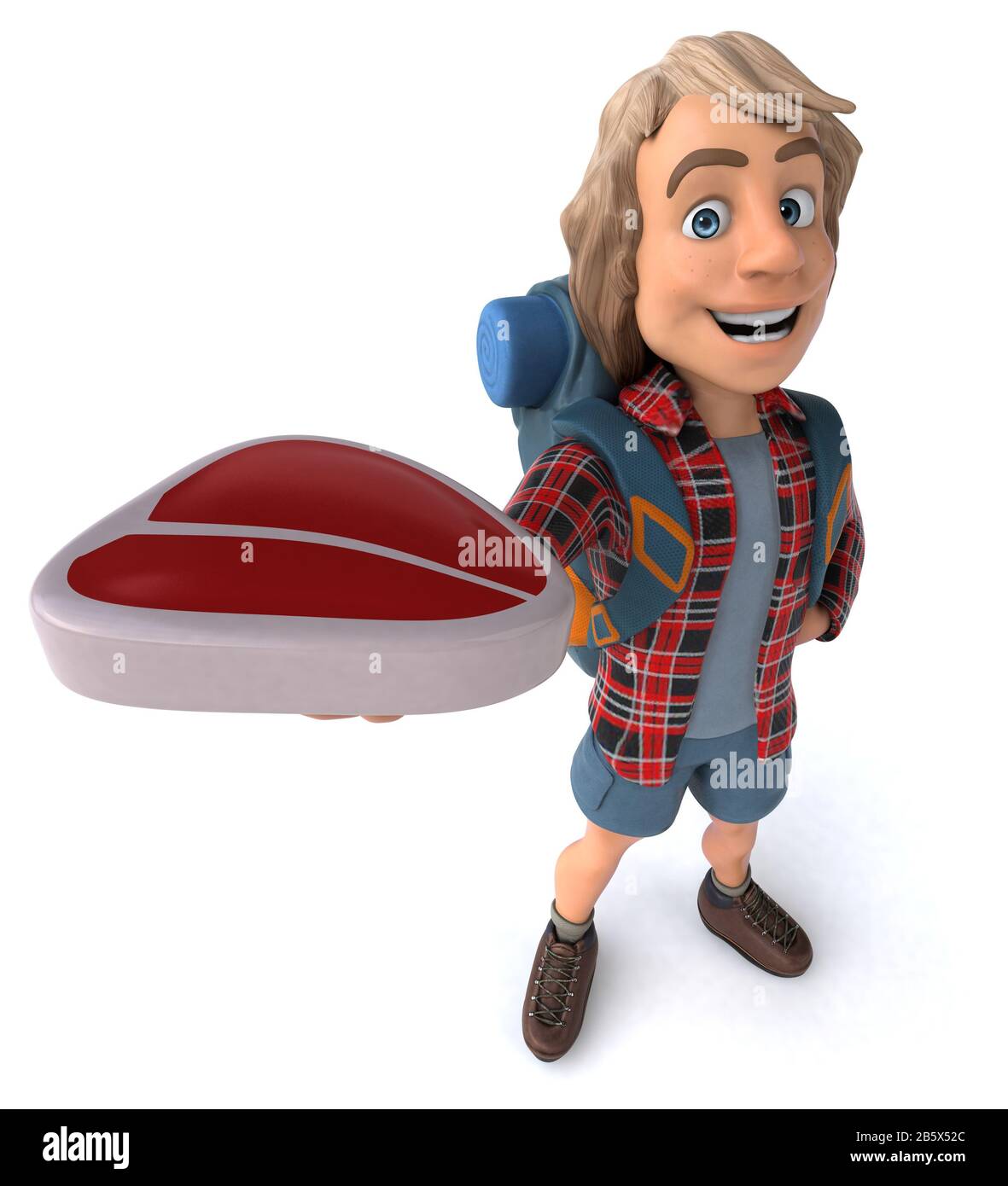 Fun backpacker cartoon guy Stock Photo - Alamy