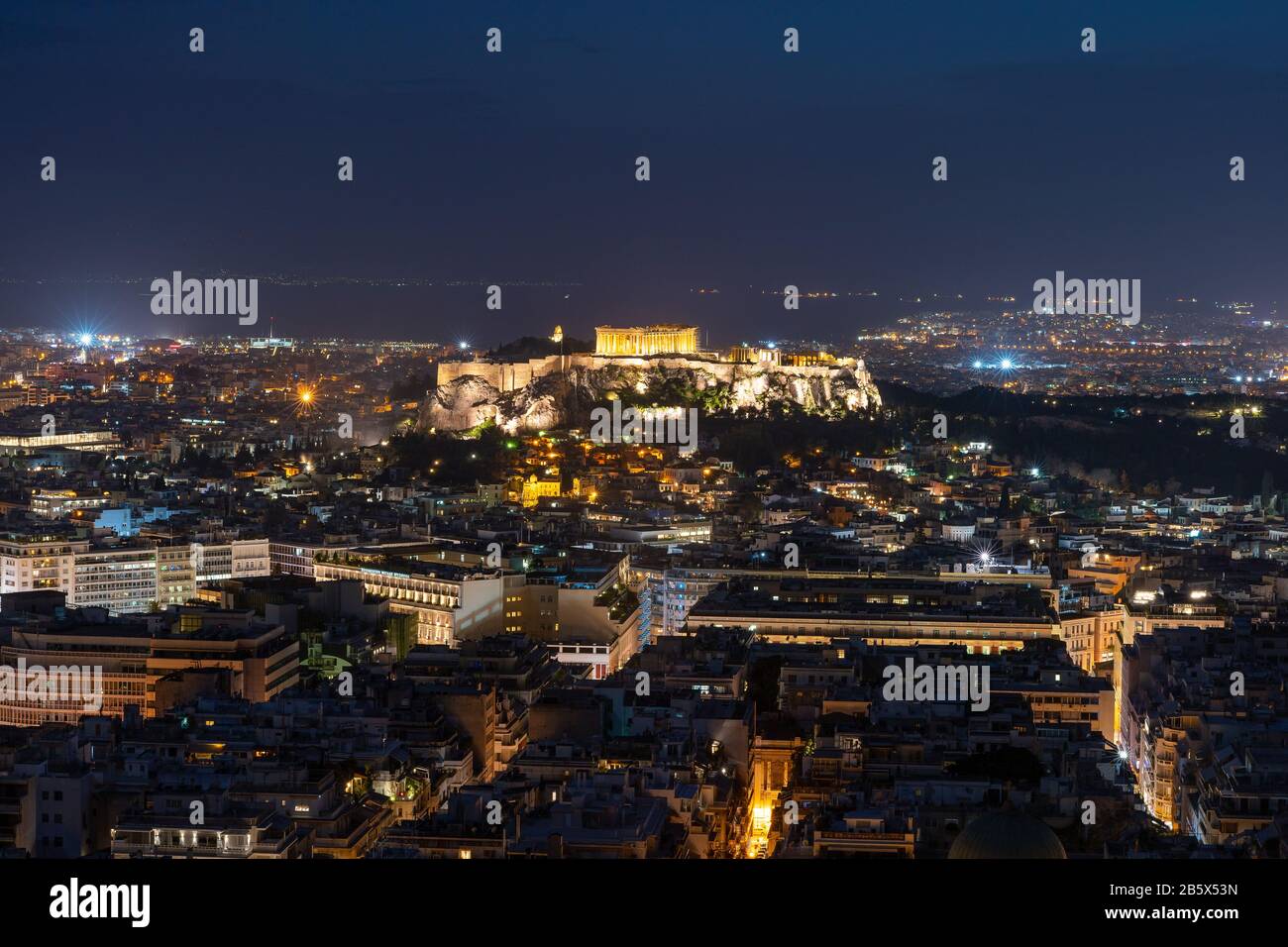 Acropolis by night.View from Lycabettus hill,Athnes,Greece Stock Photo - Alamy