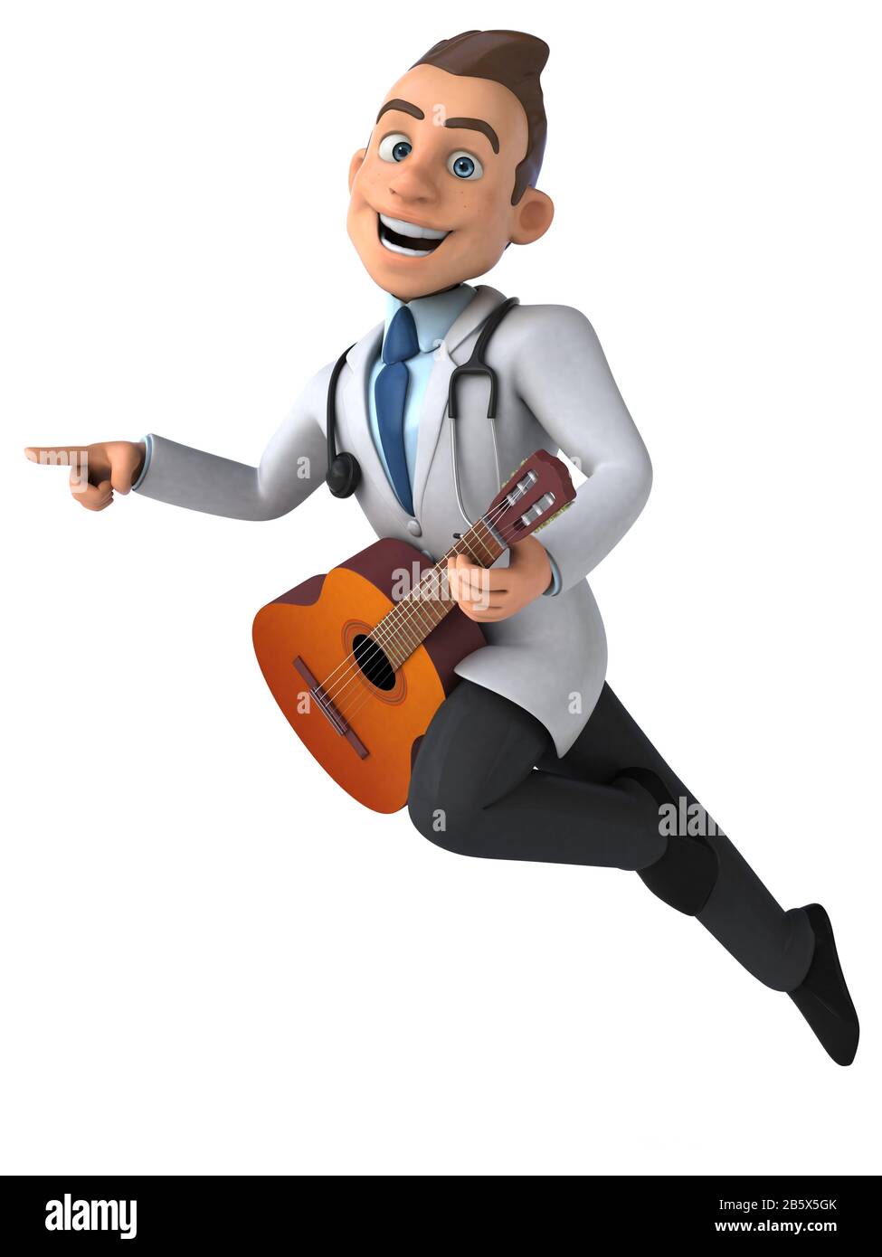 Fun doctor and guitar - 3D Illustration Stock Photo - Alamy