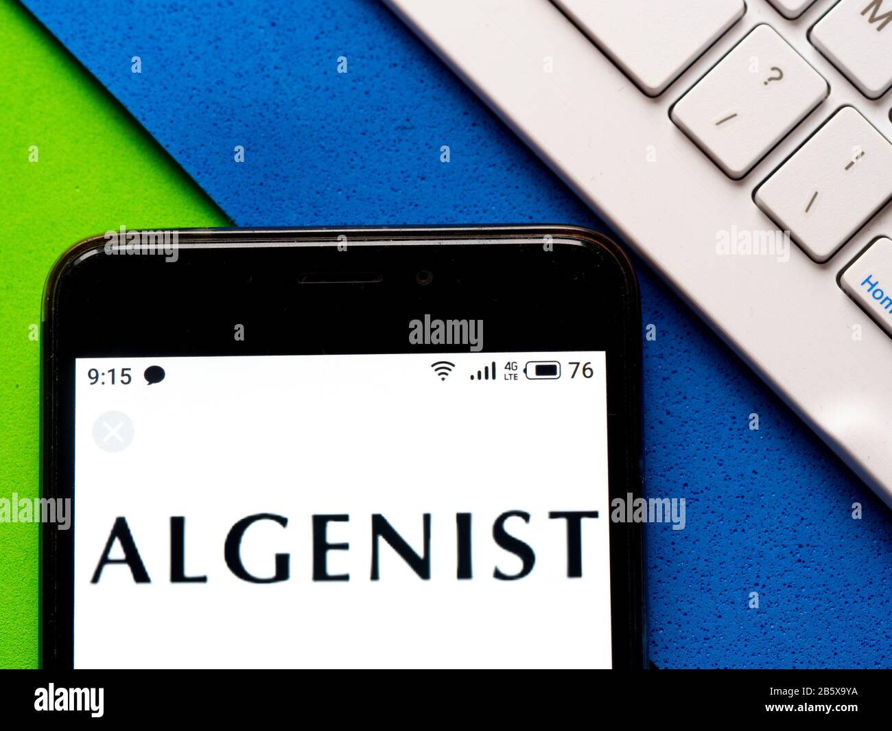 In this photo illustration the Algenist logo is seen displayed on a ...