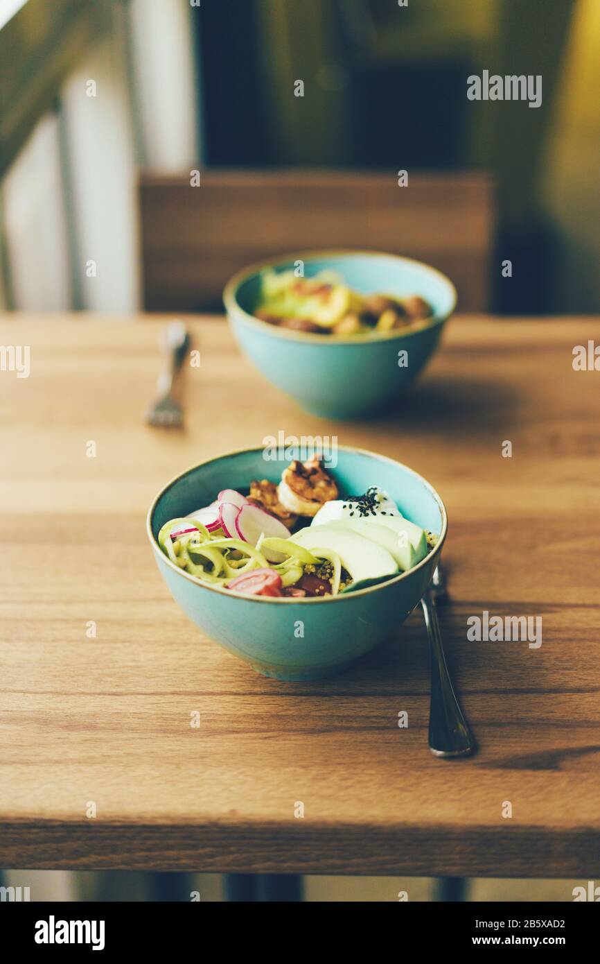 two plates with healthy food Stock Photo - Alamy