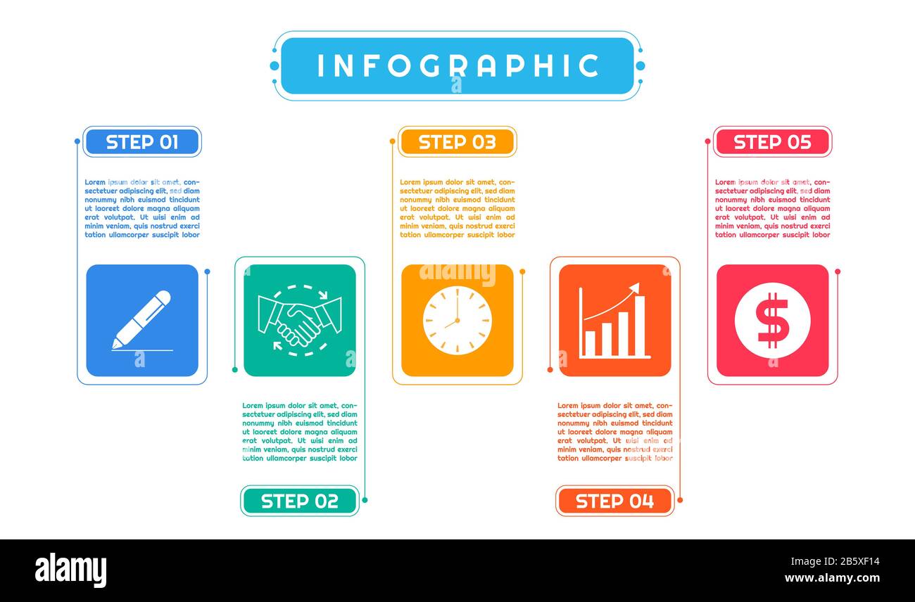 Infographic colorful art modern desgin for business process work step ...