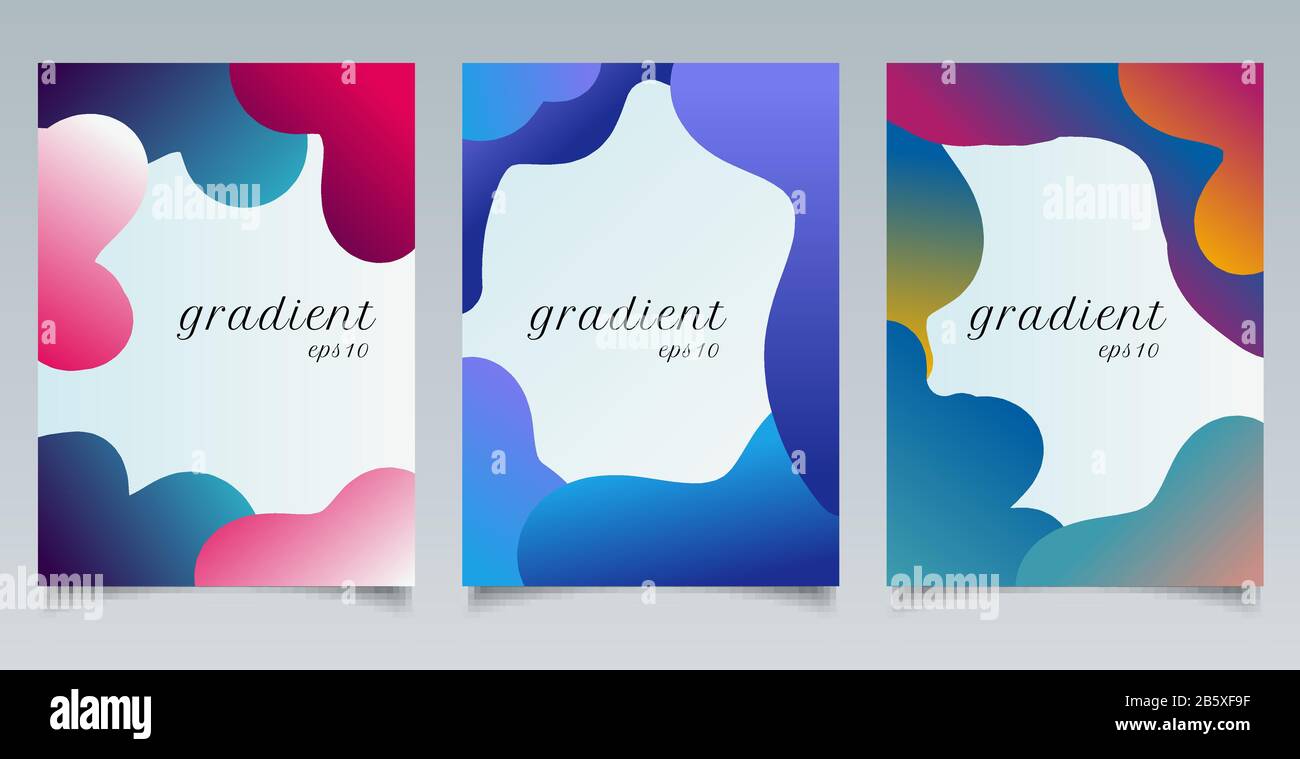 Set of brochure template abstract fluid gradient shape and fun colors ...