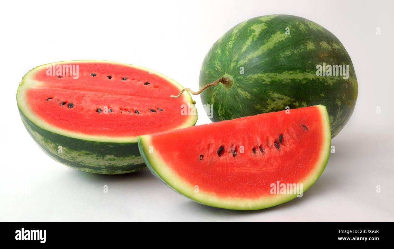 Close up view of watermelon, tropical fruit isolated on white ...