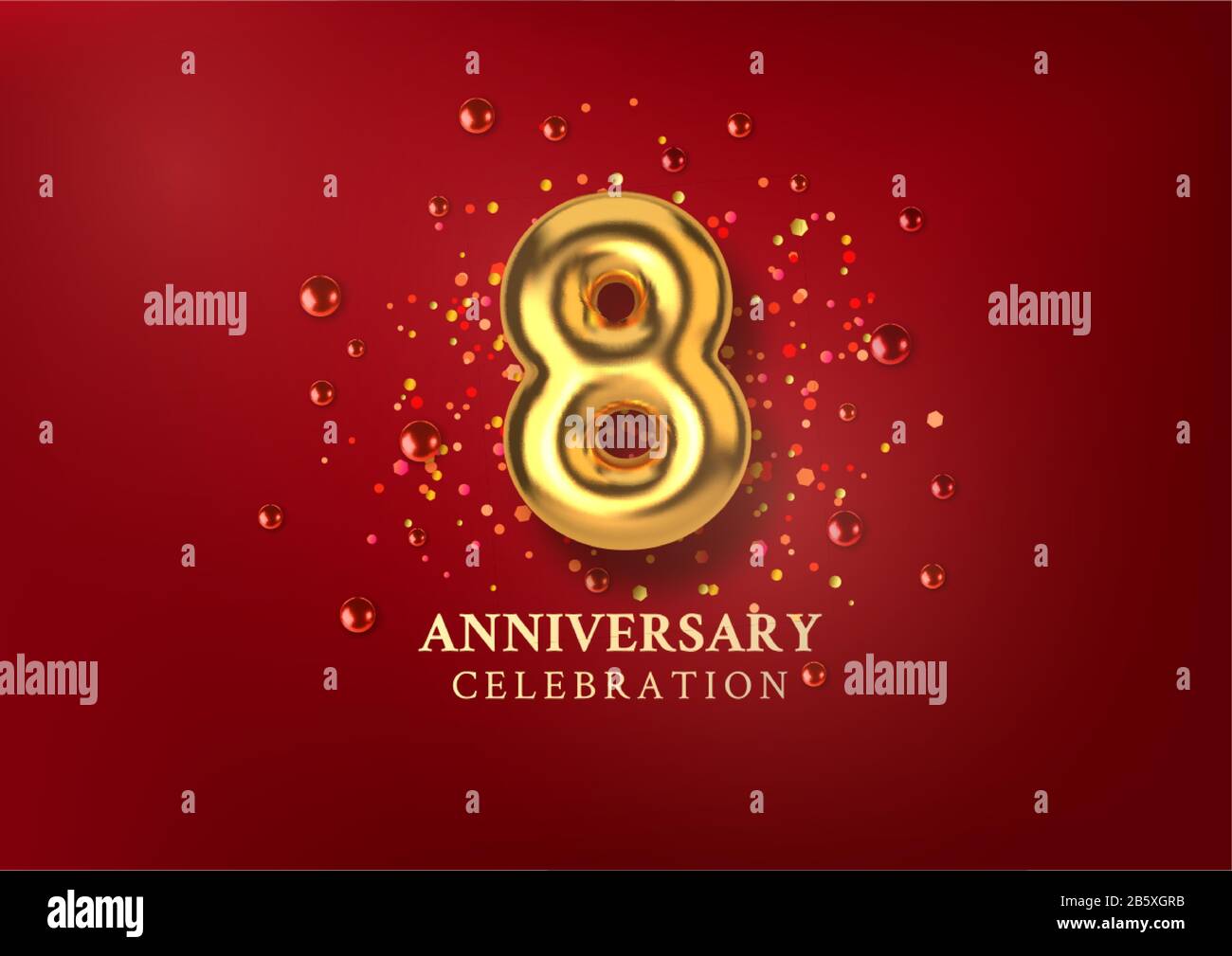 8th Anniversary celebration. Number in the form of golden balloons ...