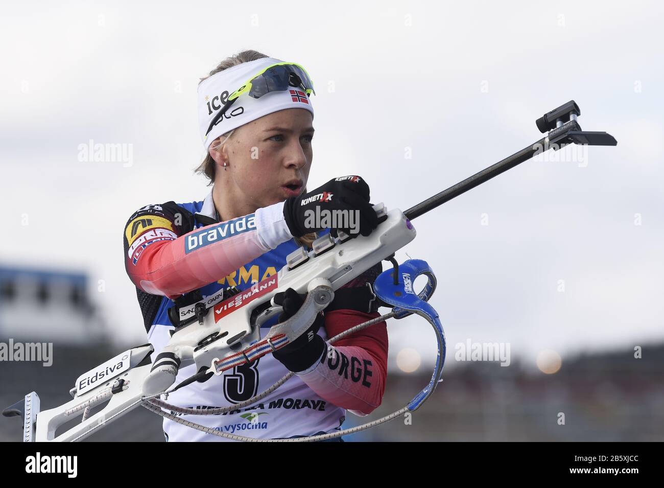 Norwegian Tiril Eckhoff (pictured) won the women's 12.5 km mass start ...