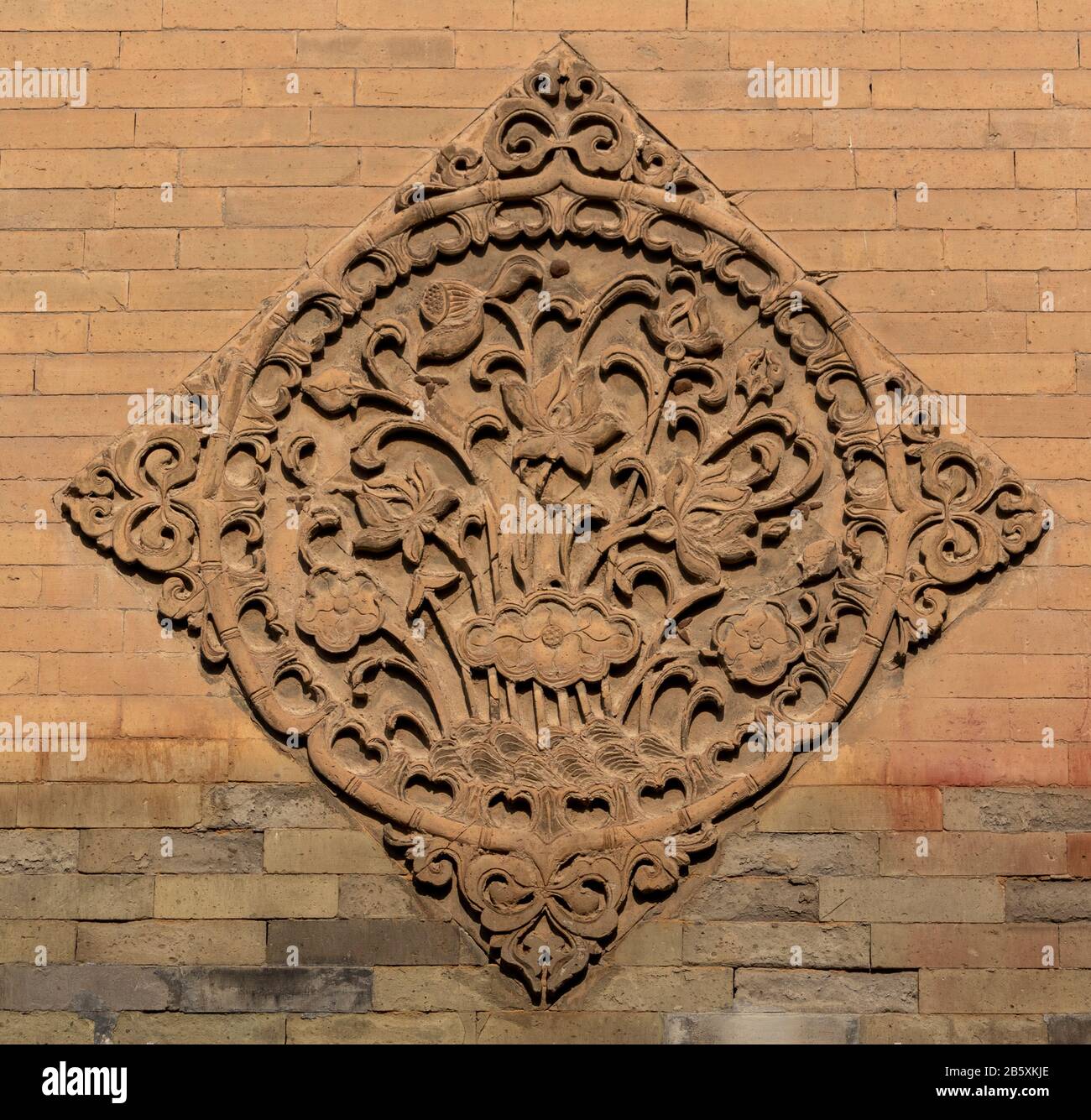 detail of carved brick decoration, Great Mosque of Xi'an, China Stock ...