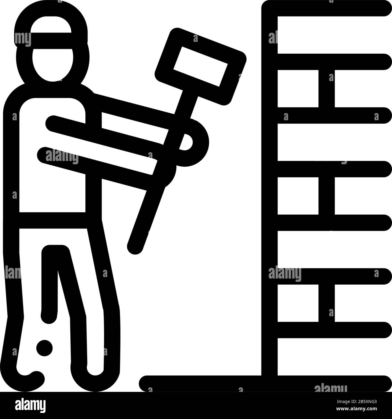 Man Destroy Wall Icon Vector Outline Illustration Stock Vector Image ...