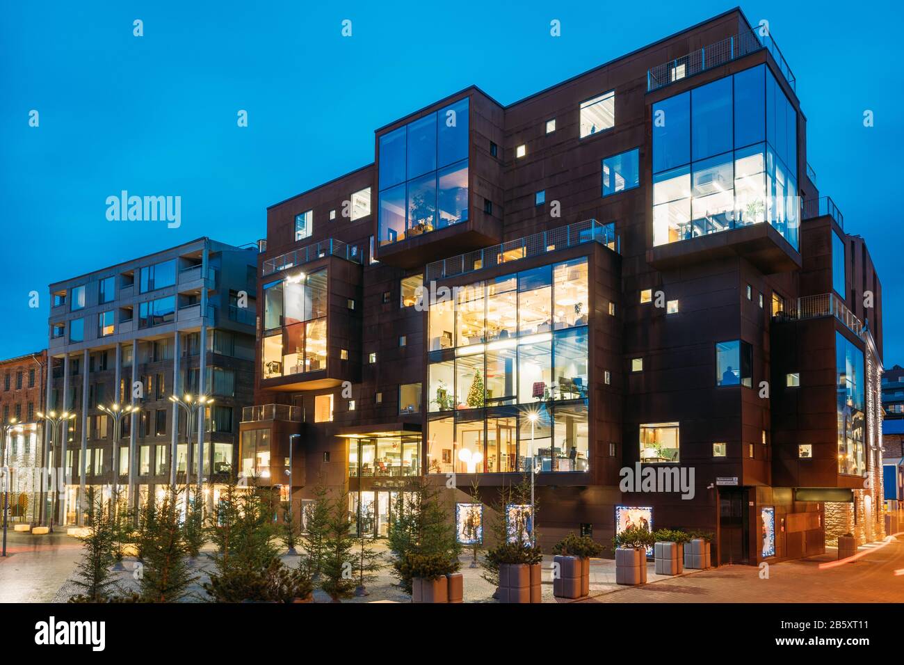 Tallinn, Estonia. View Of Historical Rotermann City With Fir Tree In ...