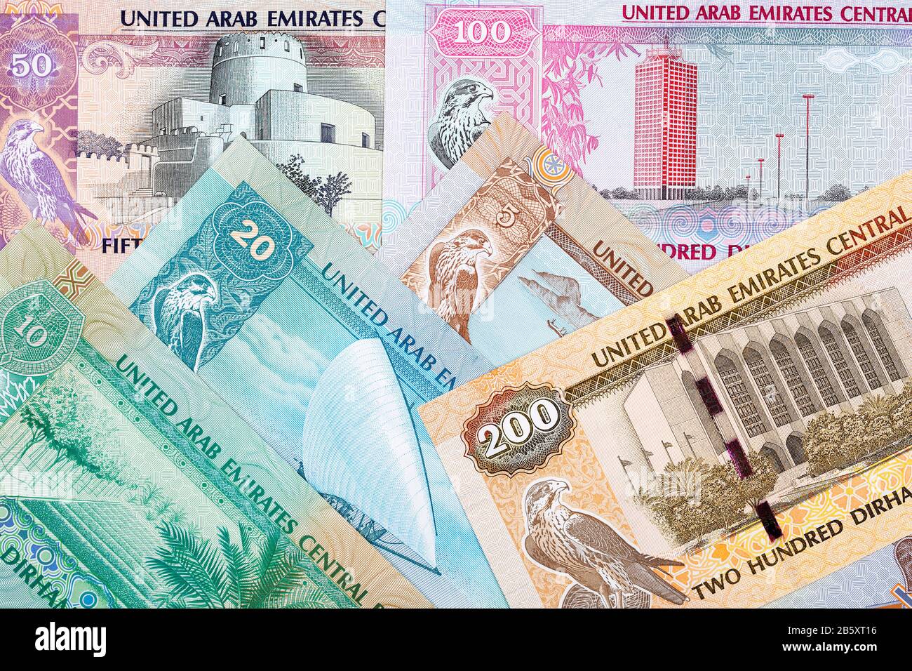 United Arab Emirates money - dirham a business background Stock Photo ...