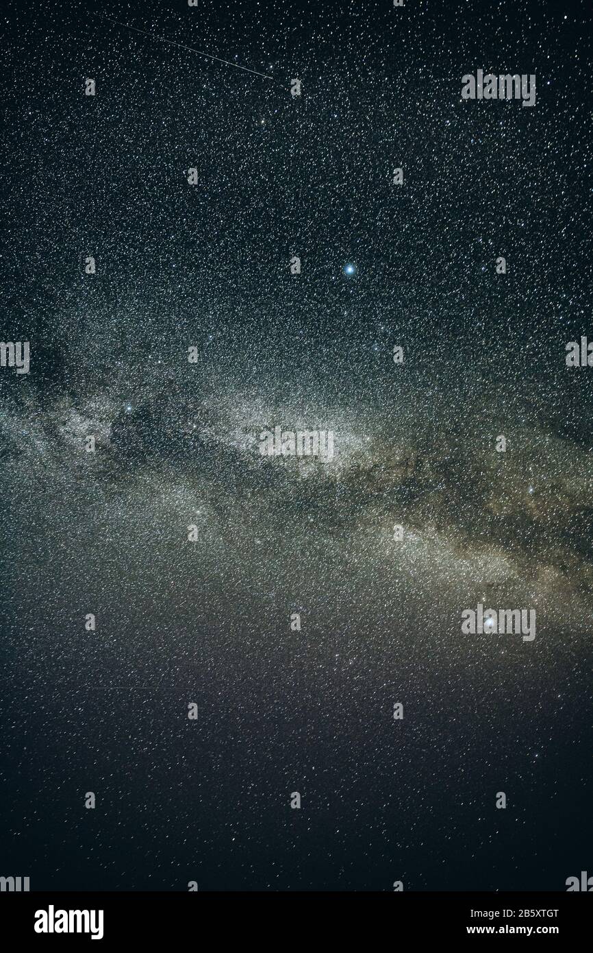 Real Night Sky Stars With Milky Way Galaxy. Natural Starry Sky Black ...