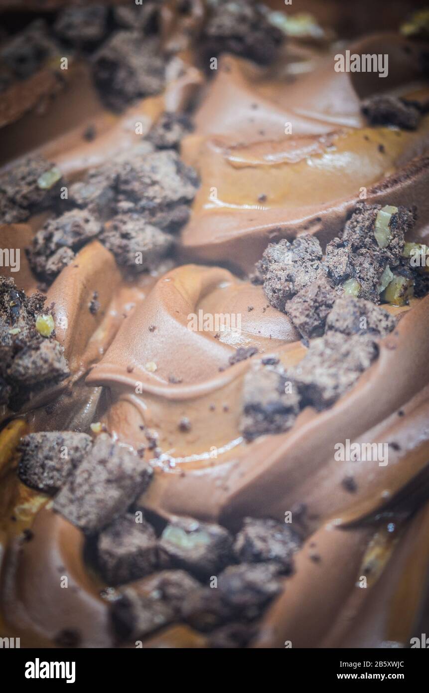 delicious italian ice cream with fresh fruits, nuts & topping Stock ...