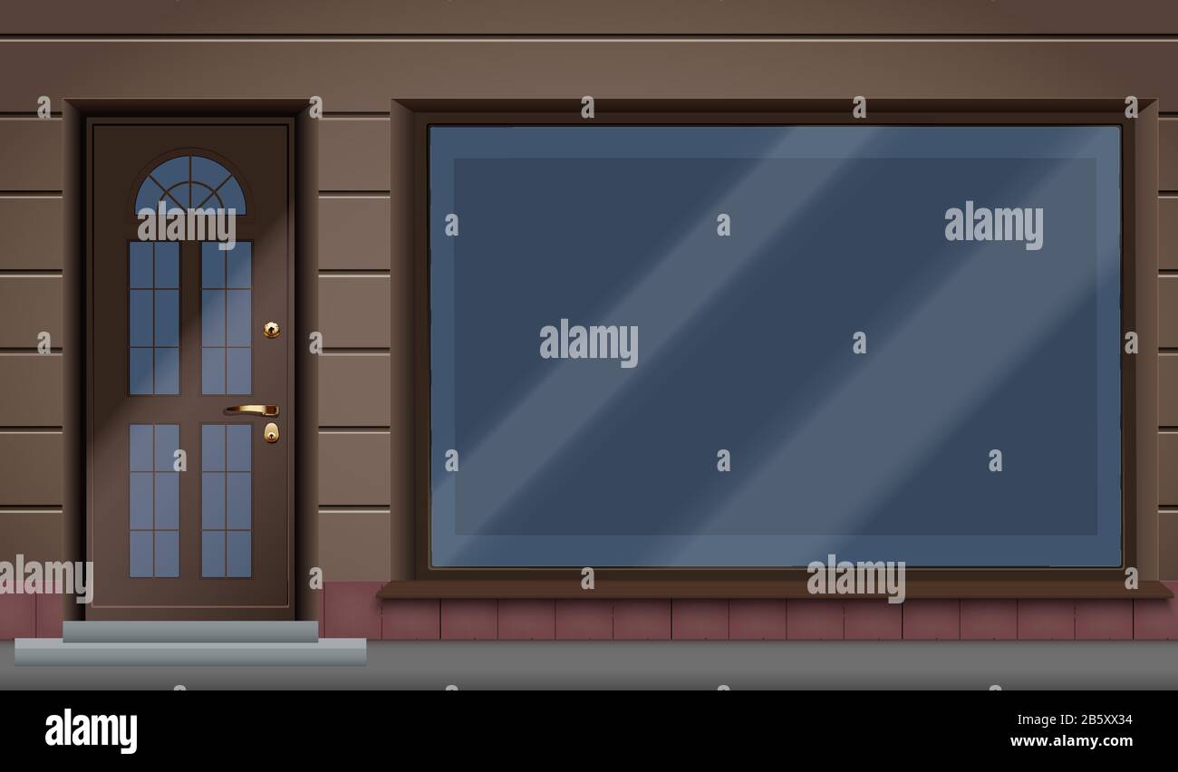 Exterior of shop facade with big glass storefront Stock Vector Image ...