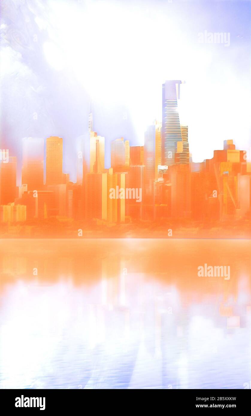 Science fiction novel book cover template - Modern megapolis skyline ...