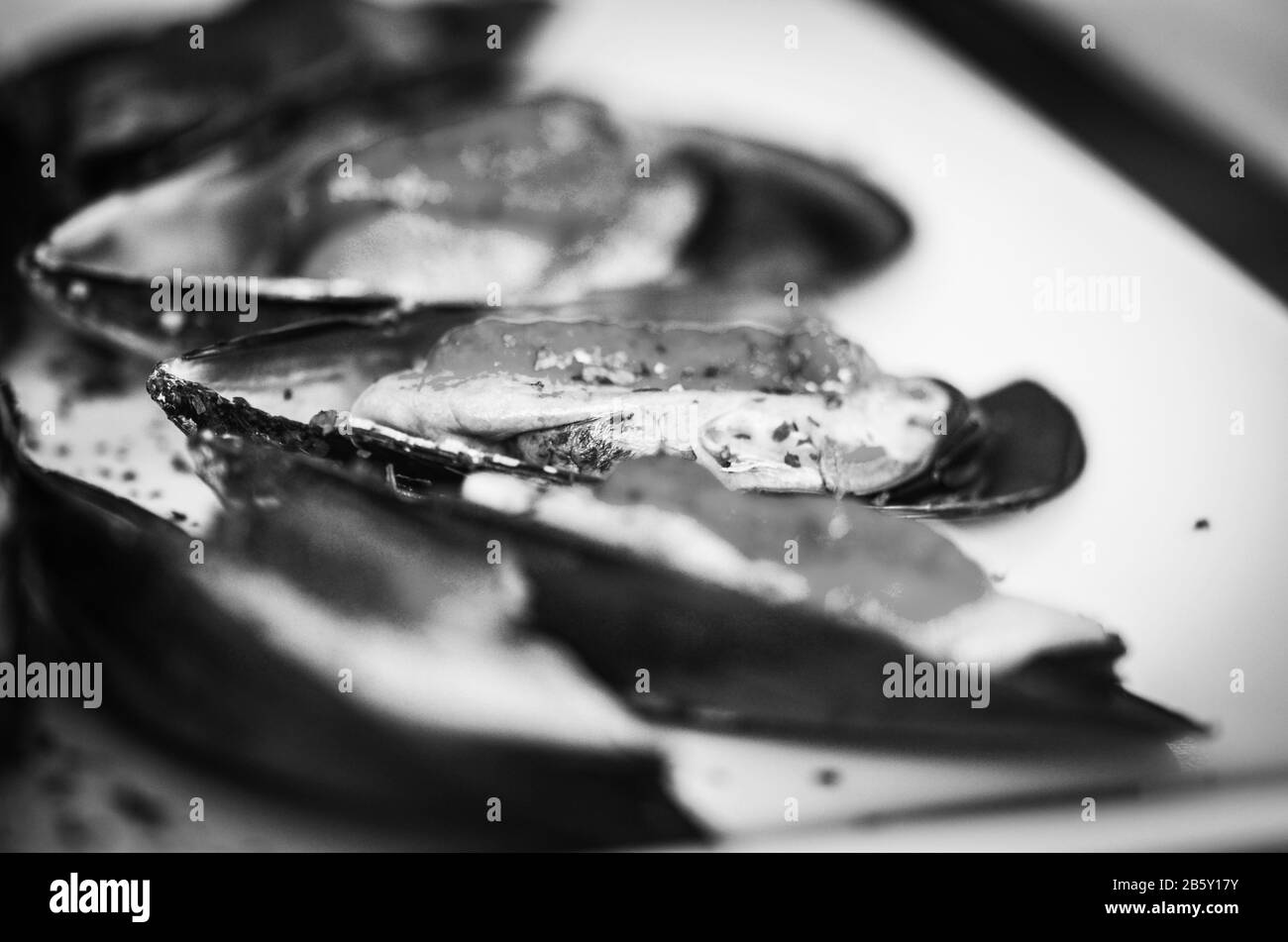 marinated shells with lemon juice & fresh spices Stock Photo - Alamy