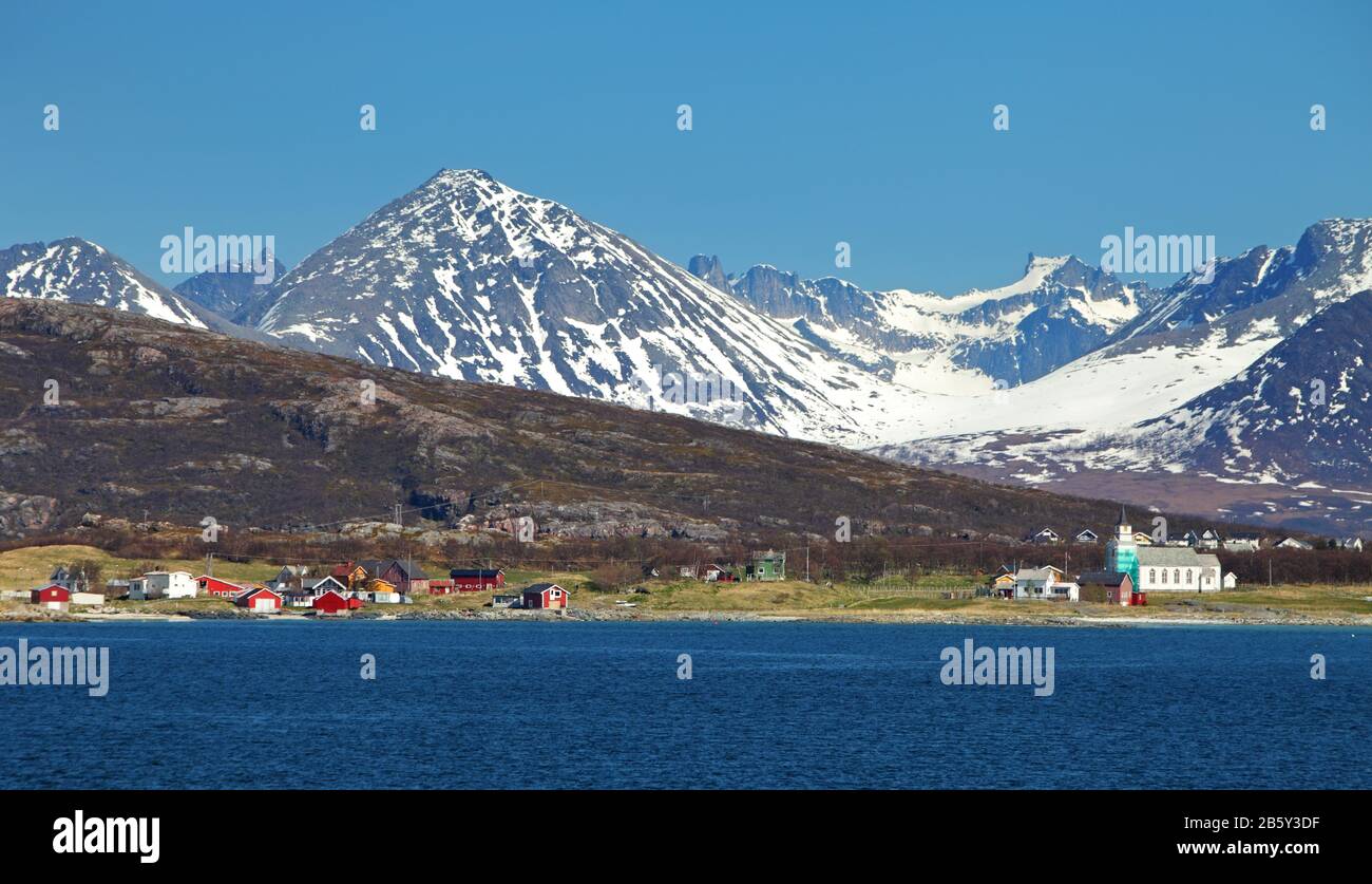 Mountain and fjord in Norway - Senja Stock Photo - Alamy