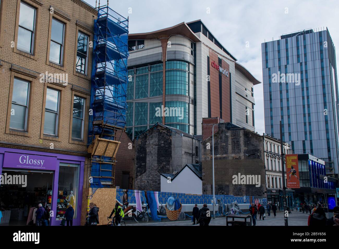 A demolition site on Sauchiehall Street in the city centre of Glasgow ...