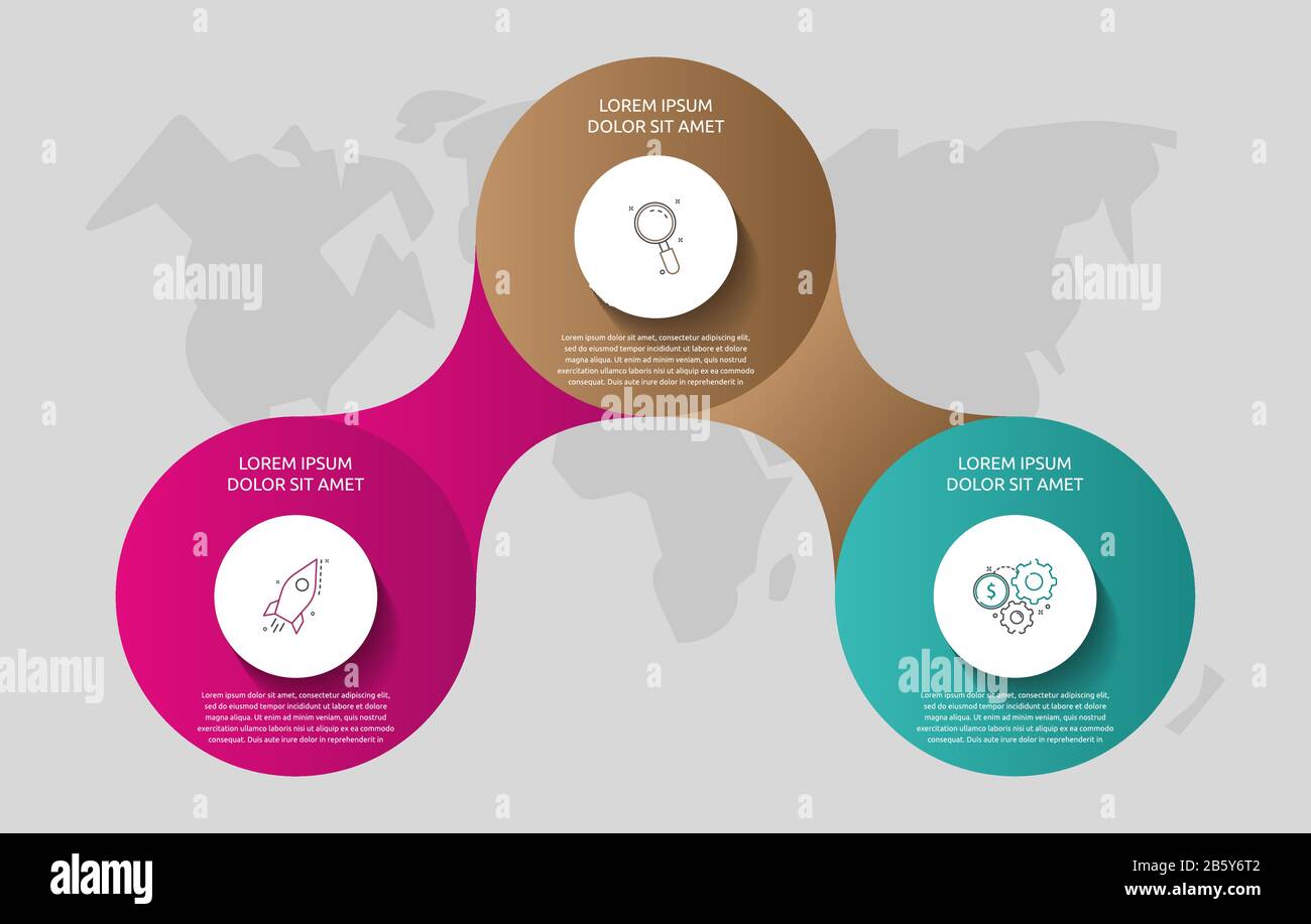 Vector template circle infographics. Business concept with 3 options and parts. Three steps for ...