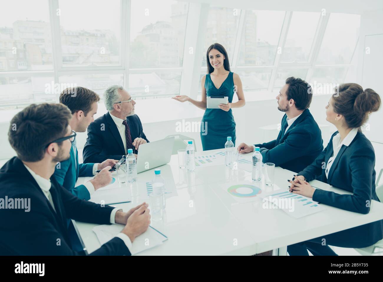 Young woman in a meeting making presentation in a conference room Stock ...