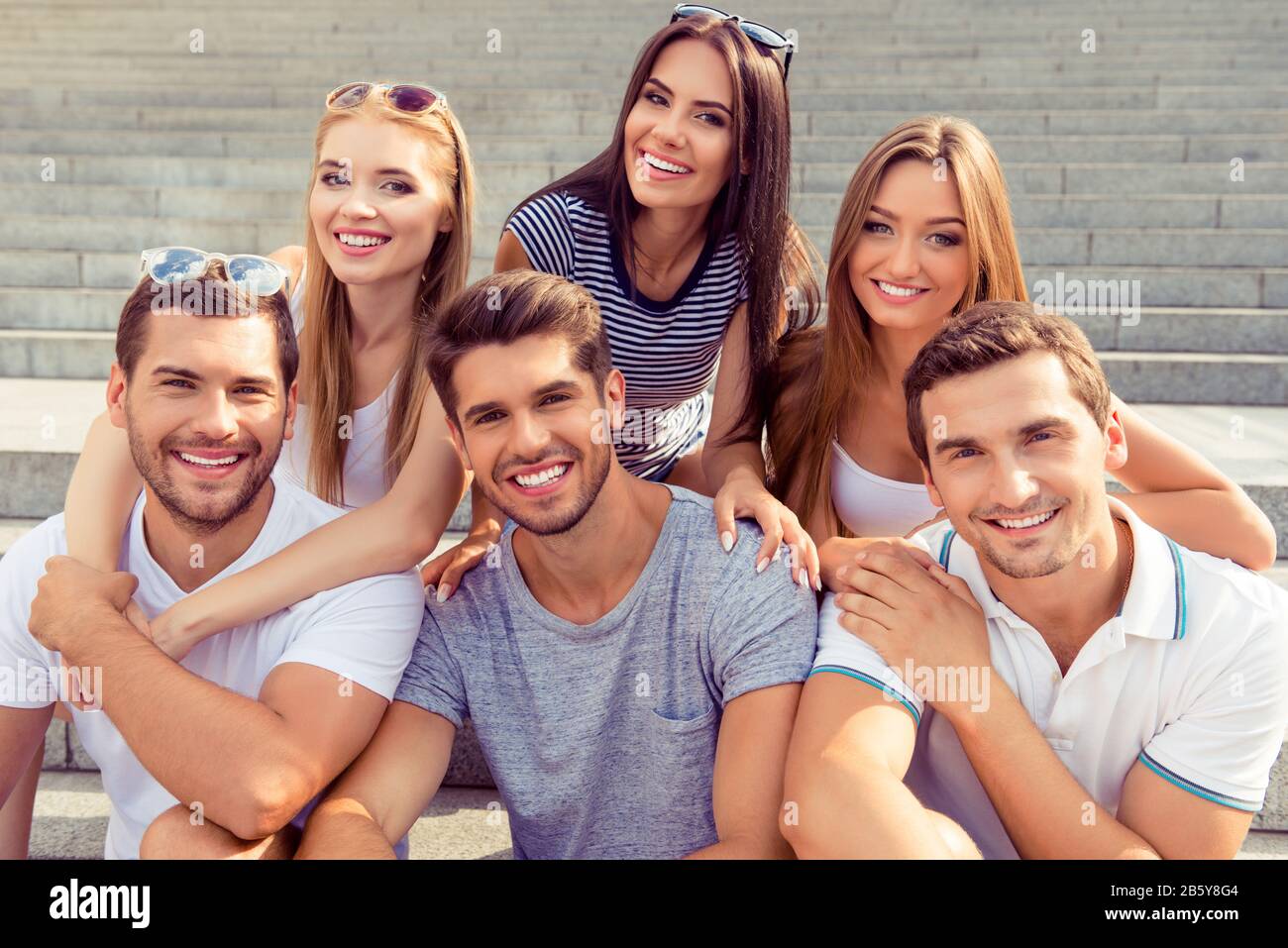 Six Friends Girls Laugh High Resolution Stock Photography and Images ...