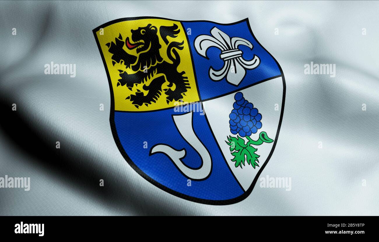 3D Illustration of a waving coat of arms flag of Leimen (Germany ...