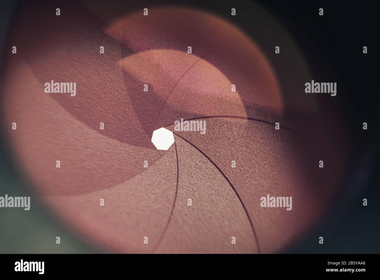 Beautiful camera lens with red light of glass. Background pattern for ...