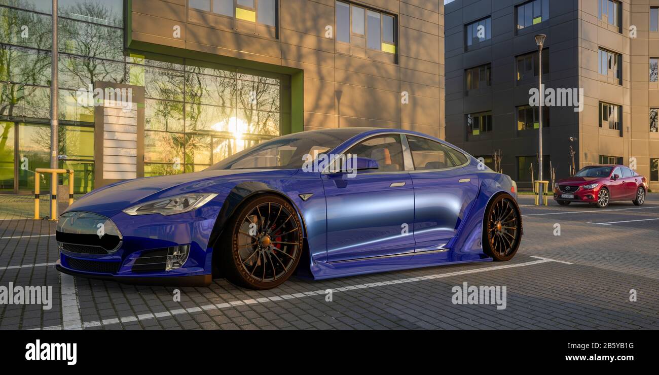 Vision of tuned, sporty Tesla S Stock Photo - Alamy