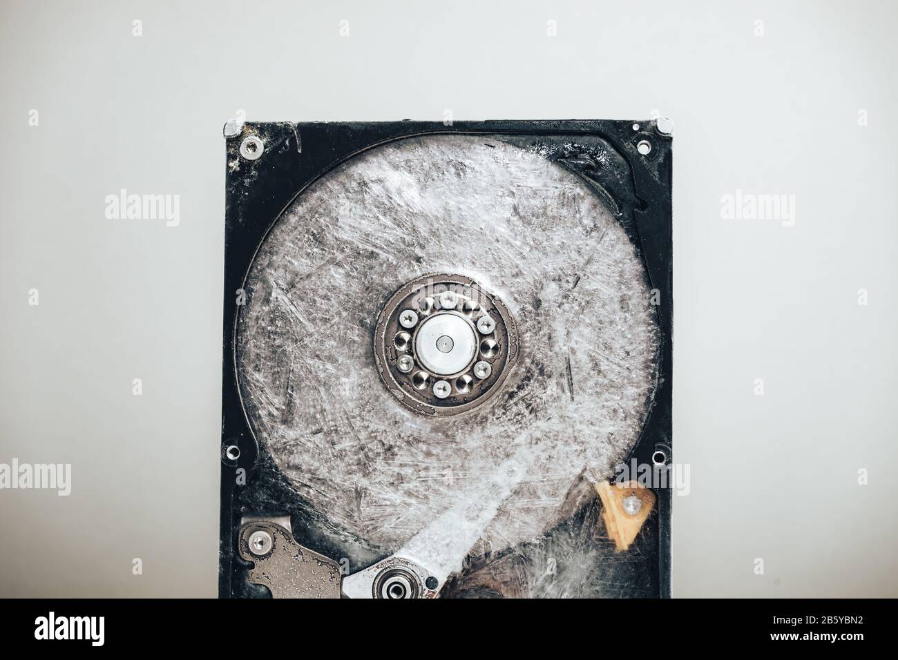 Beautiful open detail frozen hard disk. Concept protection information ...