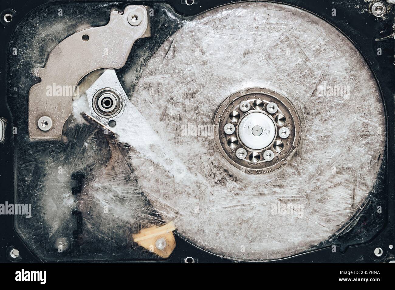 Beautiful open detail frozen hard disk. Concept protection information ...