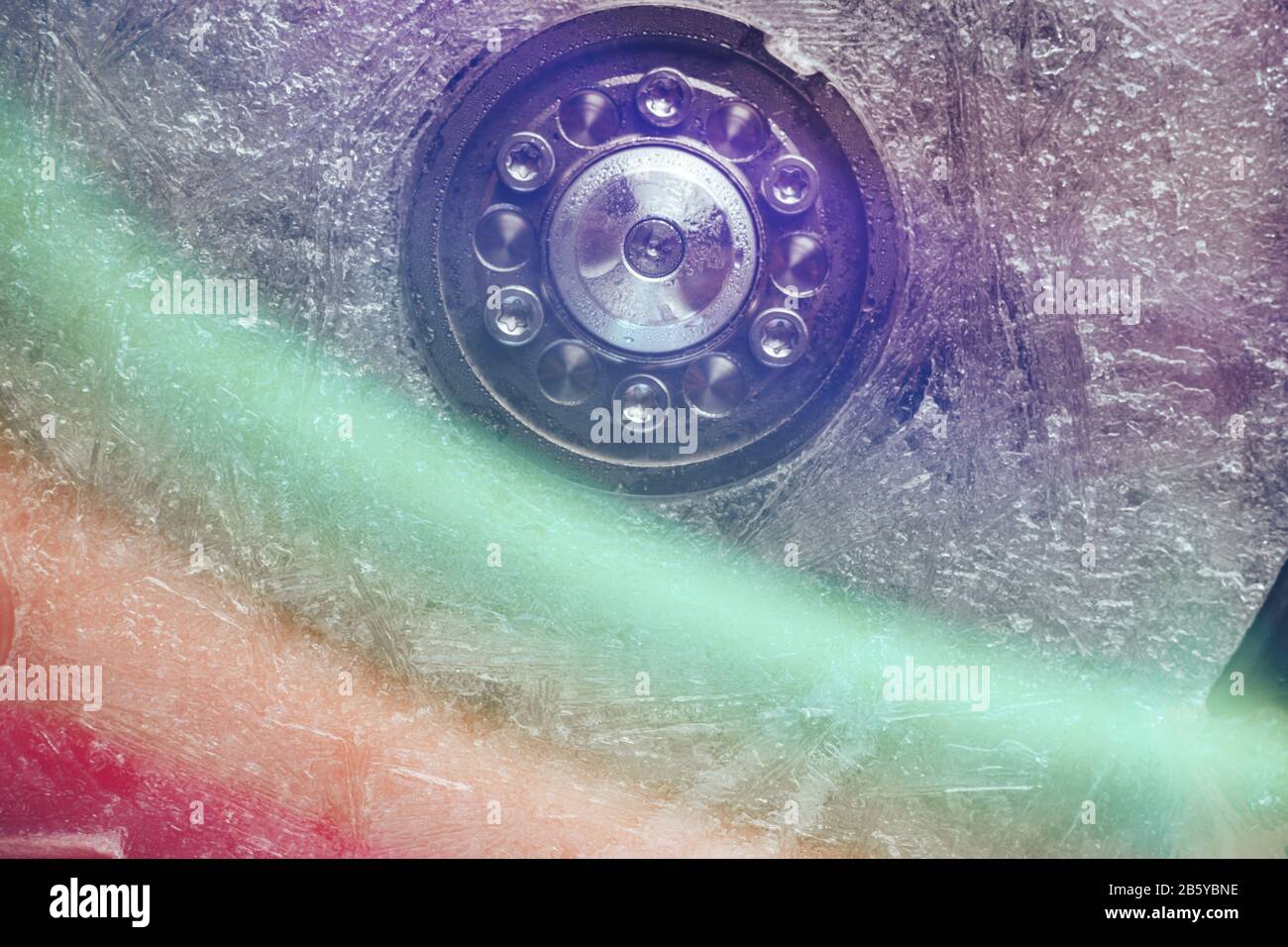 Close up beautiful open detail frozen hard disk. Concept protection ...