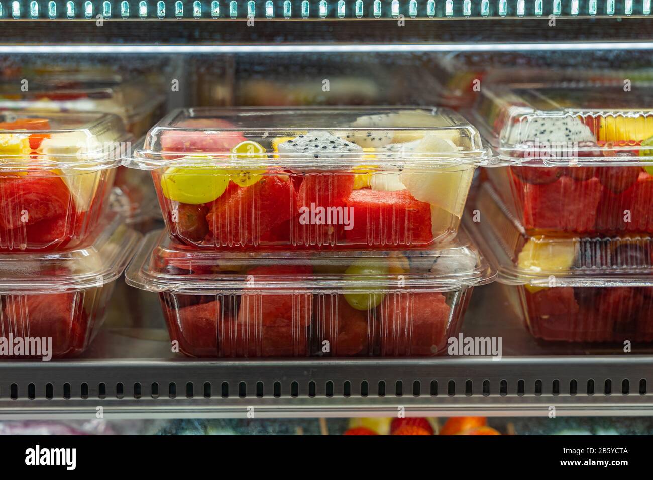 Colorful fruit box for sale at the dessert restaurant Stock Photo - Alamy
