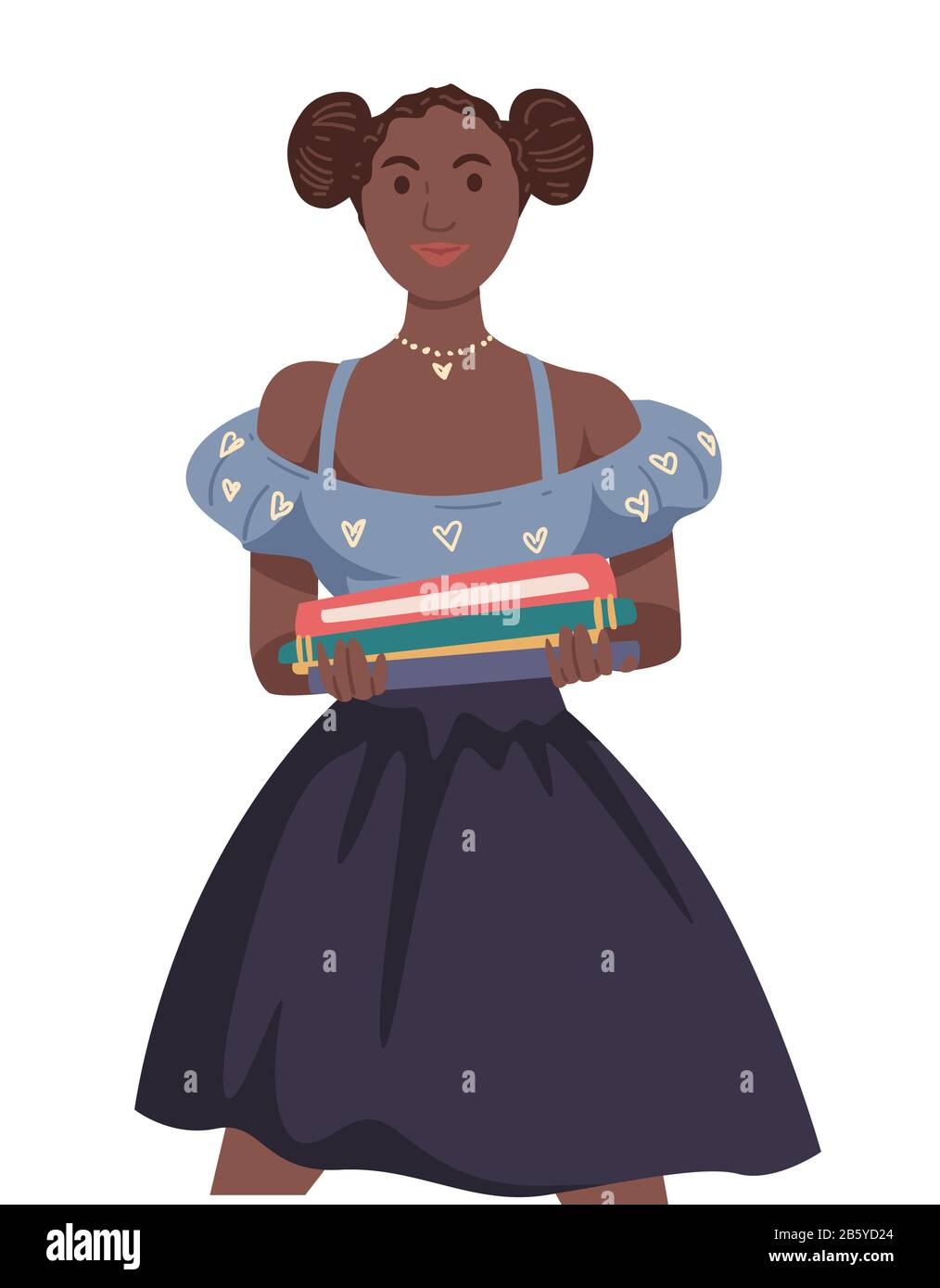 Girl book stack pile teenager Stock Vector Images - Alamy